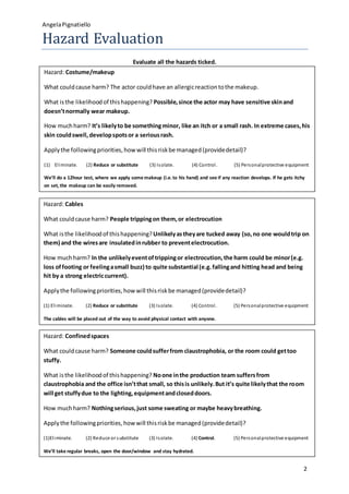 Video production risk assessment | DOCX