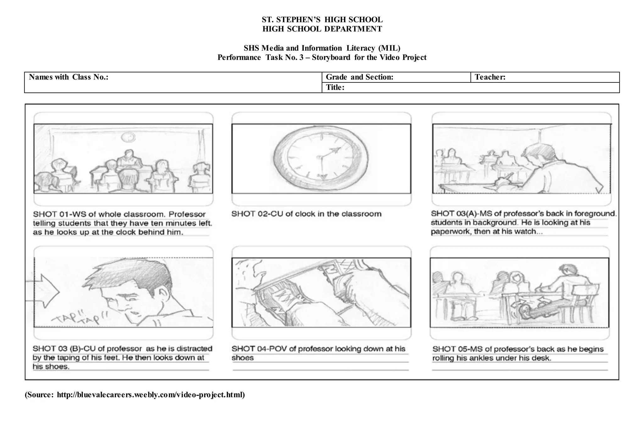 Video Project Storyboard Example | DOCX