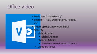 Overview of Video services in Office 365 | PPT
