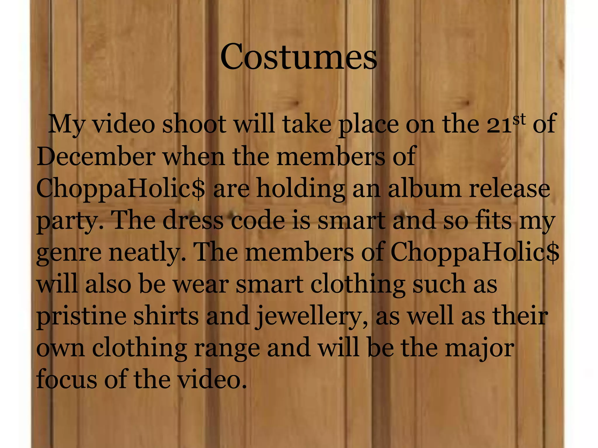 Video shoot planning | PPT