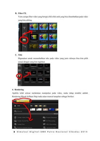 teknik cara pengambilan gambar dan editing video menggunakan corel ...