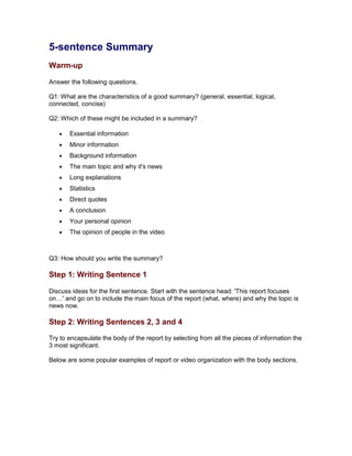 Video summary and rubric | DOCX