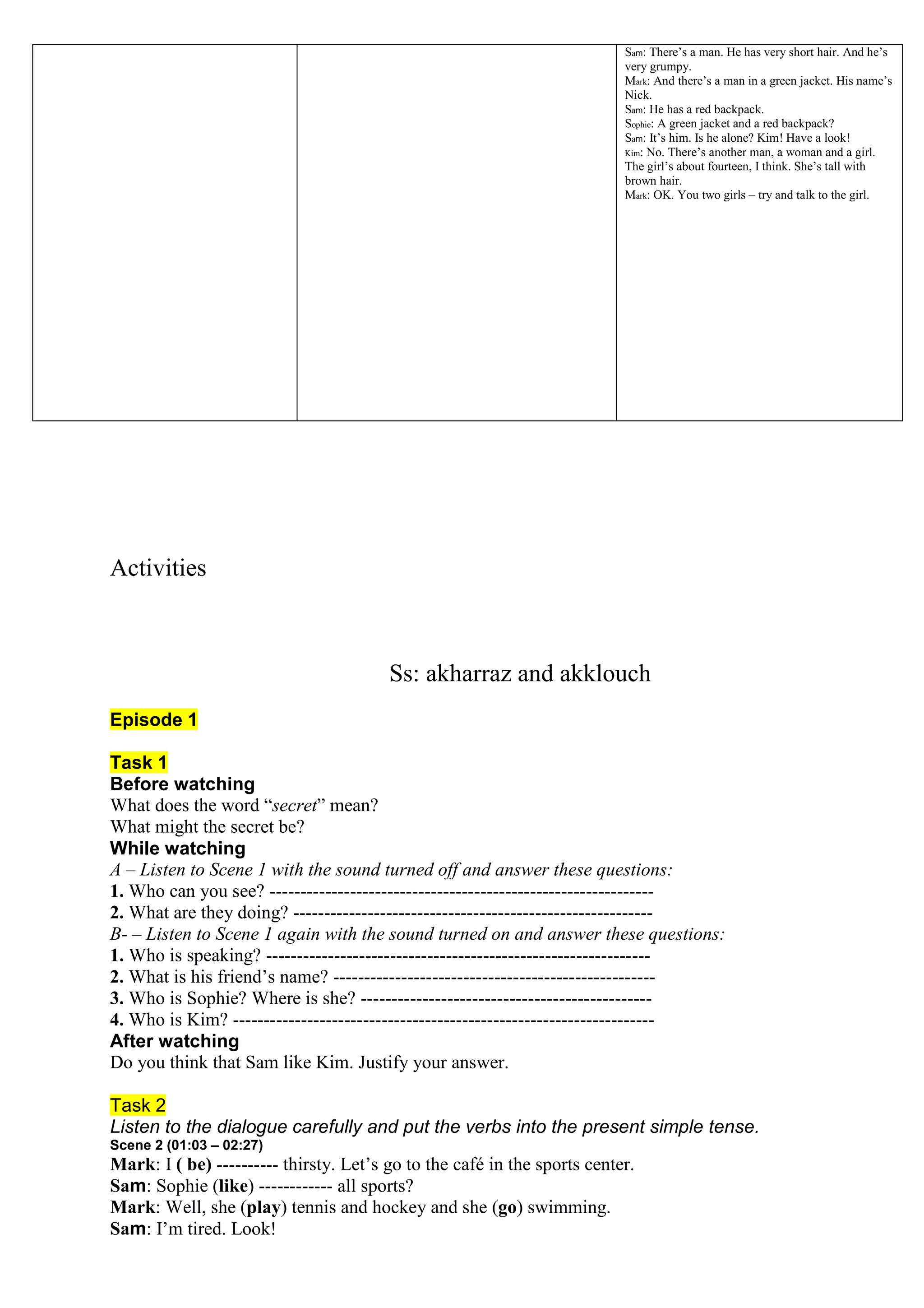 Video teaching worksheet | PDF