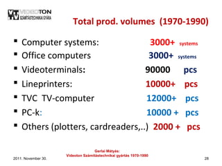 Videoton (Hungary) computer manufacturing (1970 1990) english version | PPT
