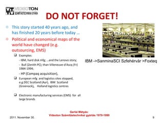 Videoton (Hungary) computer manufacturing (1970 1990) english version | PPT