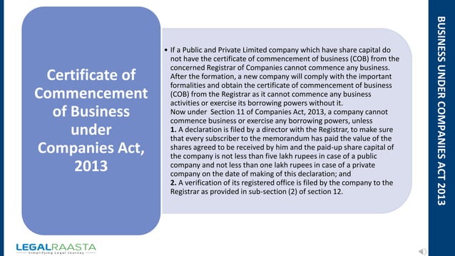 What is the Certificate of Commencement of Business | PPT