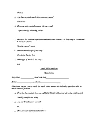 Music Video Analysis | PDF