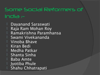 SOCIAL REFORMERS (class8th) | PPT