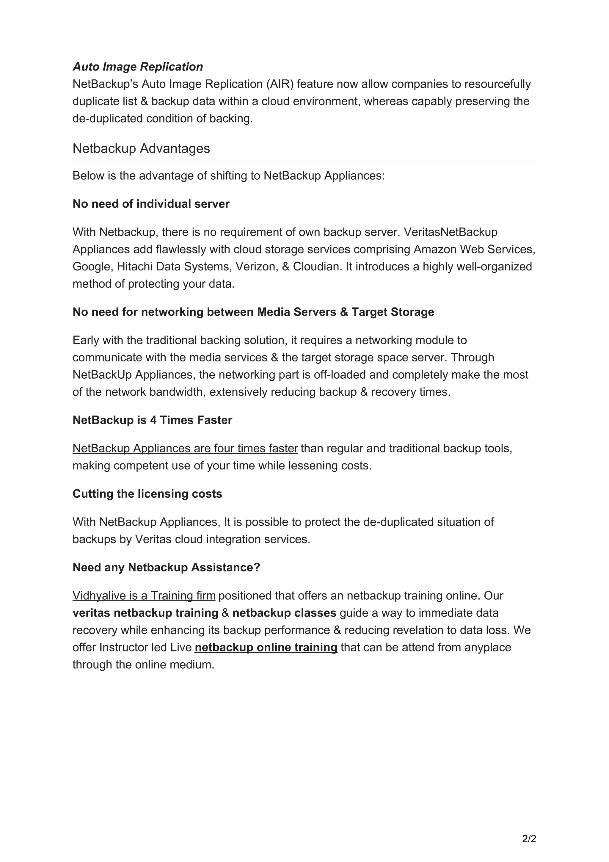 Netbackup advantages features and benefits Netbackup classes may help hands on subject | PDF ...