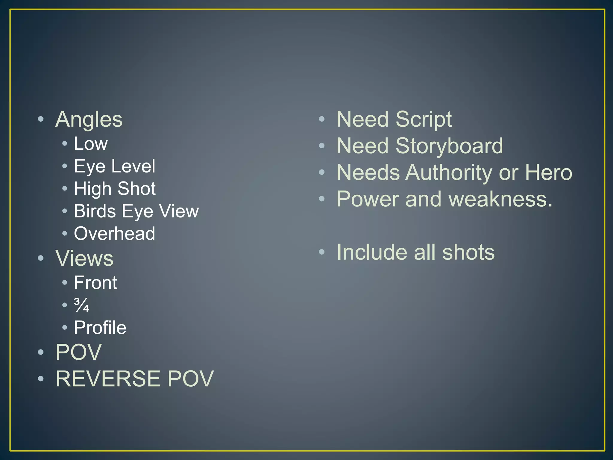 Examples of Video shots and composition | PPTX