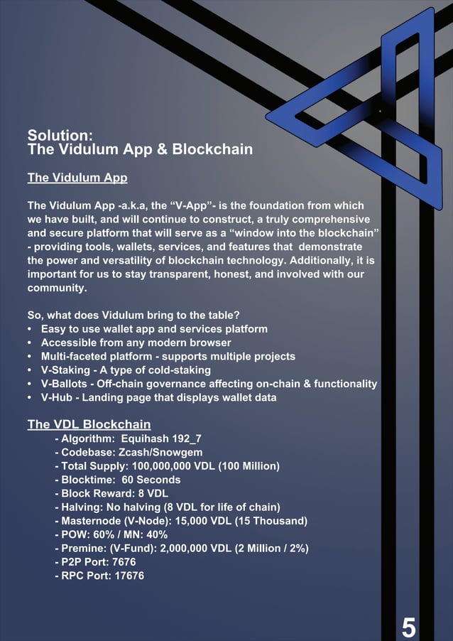 Vidulum Lite Paper (Rev. 1.1) | PDF