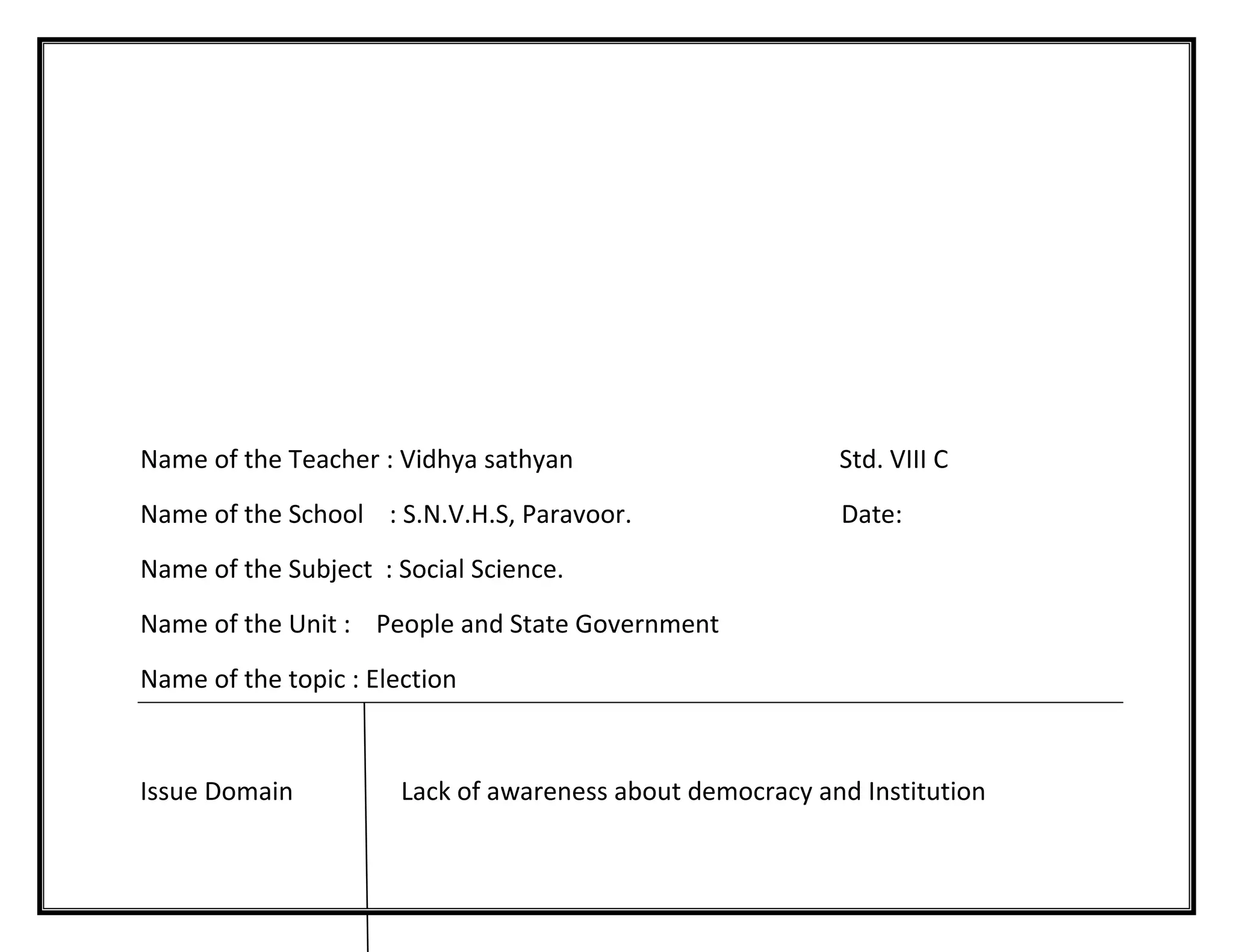 Vidya lesson plan | DOCX