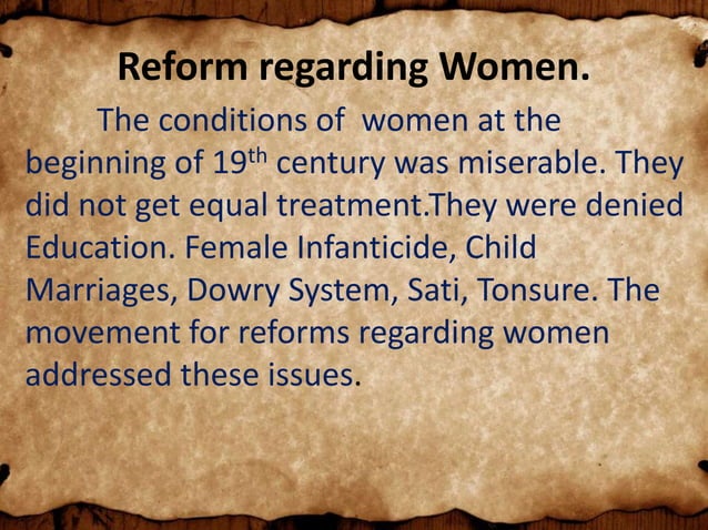 Reforms regarding women in 19th century in india | PPTX