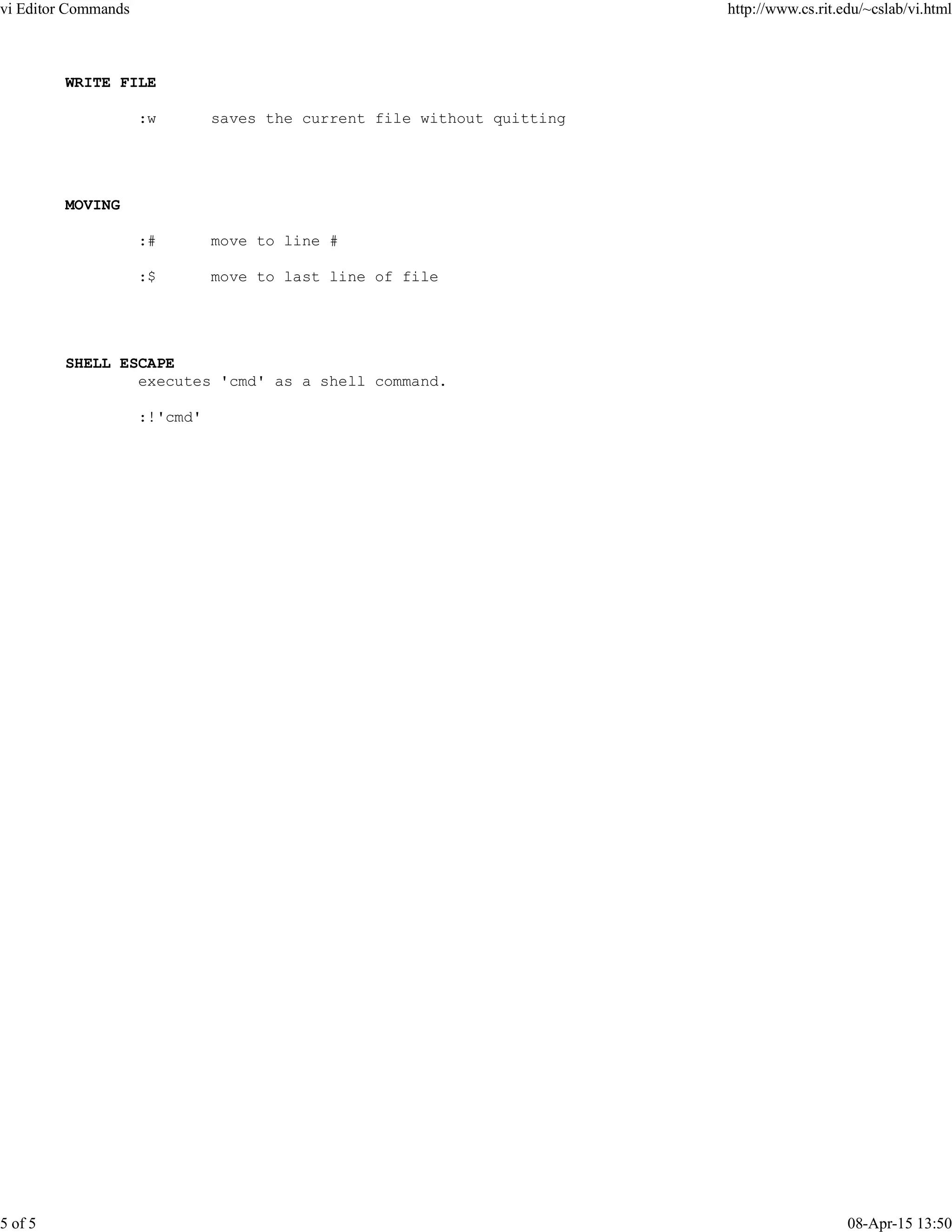 Vi editor commands | PDF