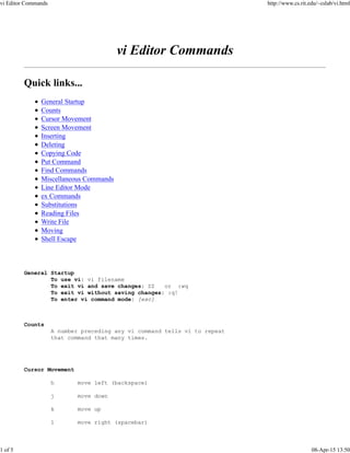 Vi editor commands | PDF