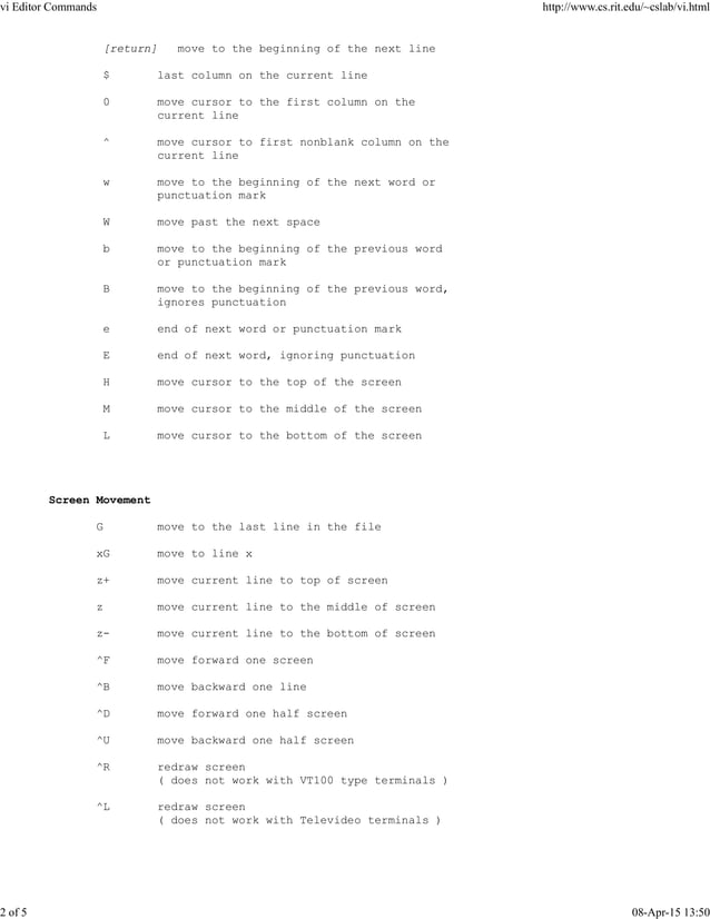 Vi editor commands | PDF