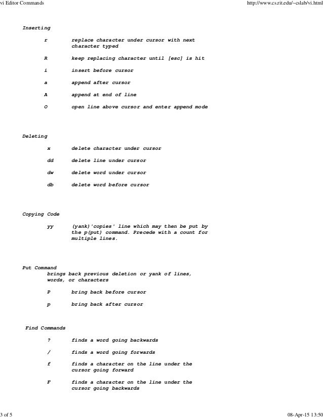 Vi Editor Commands vi-editor-commands
