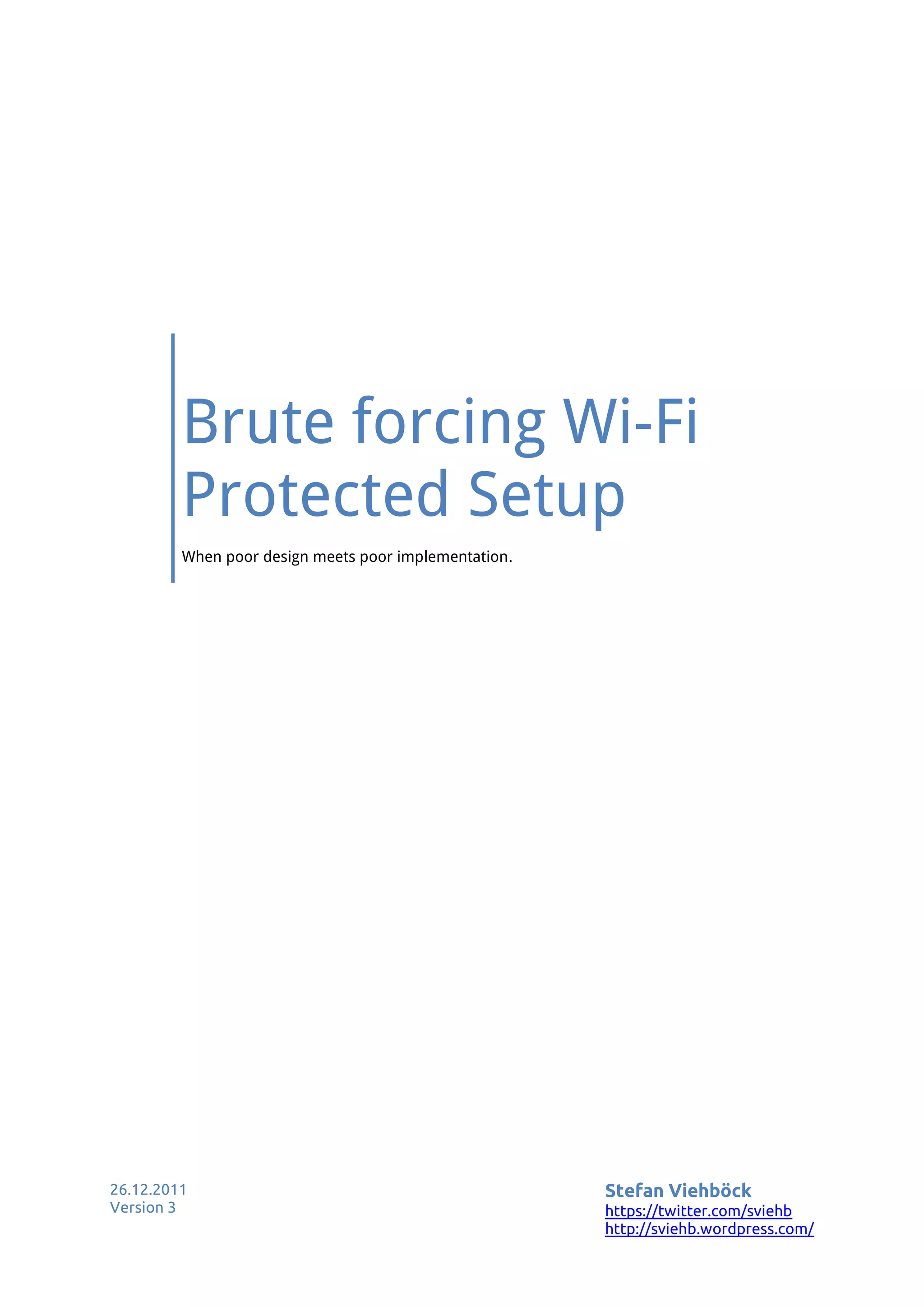 Brute forcing Wi-Fi Protected Setup | PDF