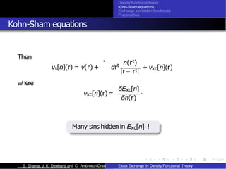Exact Exchange in Density Functional Theory | PPTX