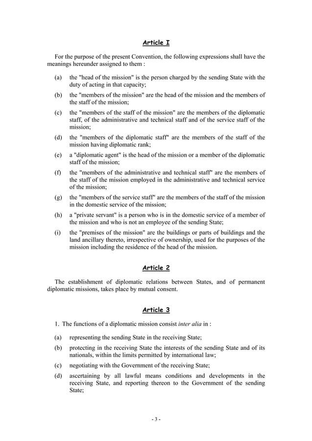 Vienna convention (1961) e | PDF