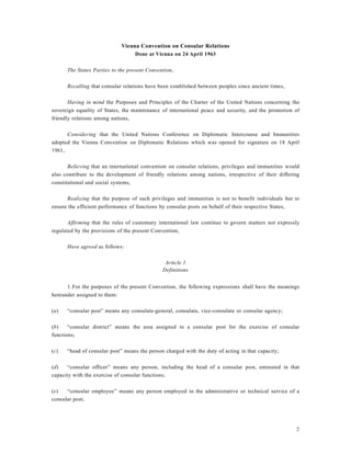 Vienna convention on consular relations | PDF | Political Issues ...