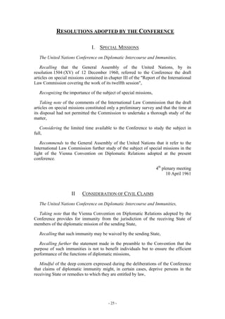 Vienna convention on diplomatic relations | PDF