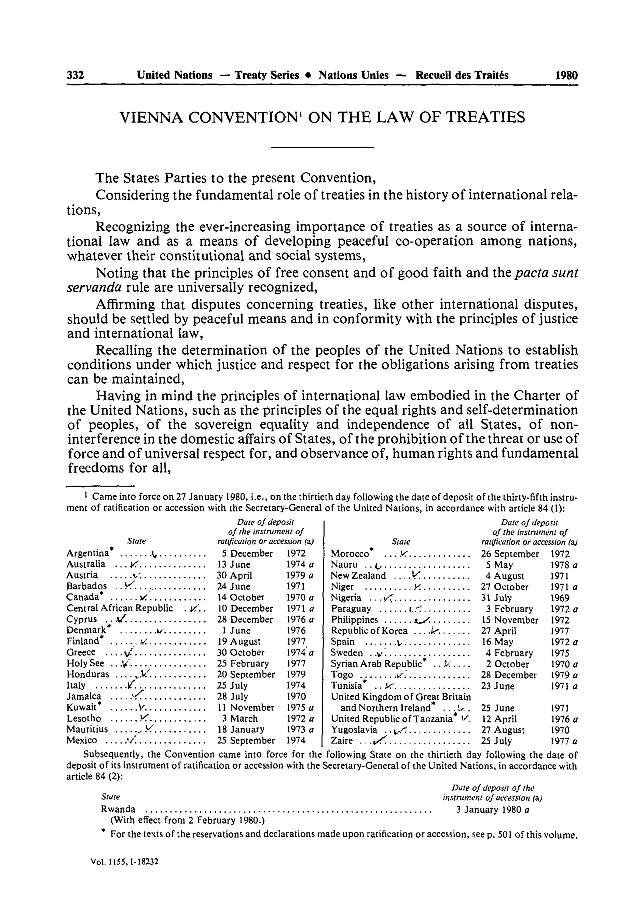 Vienna convention on law of treaties | PDF