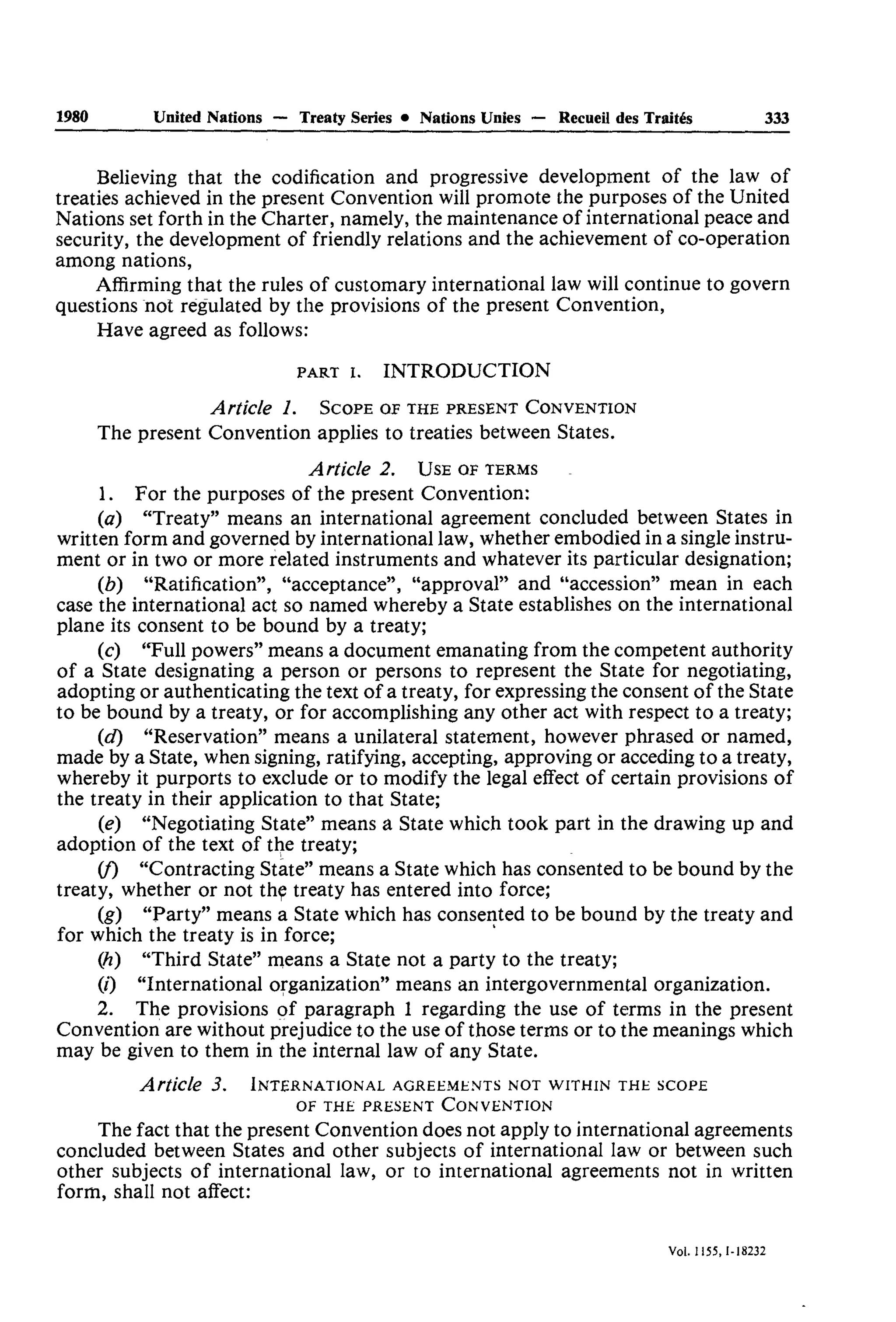 Vienna convention on law of treaties | PDF