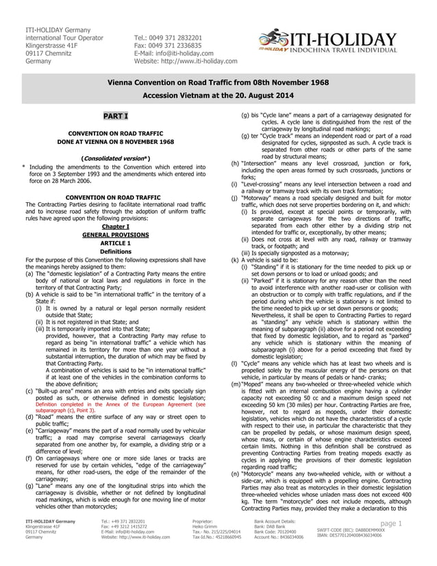 Vienna Convention on Road Traffic from 08th November 1968 | PDF