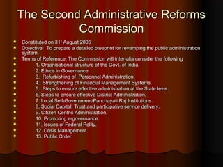 Second Administrative Reforms Commission ppt | PPT
