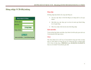 Vietcombank : Hướng dẫn sử dụng dịch vụ ngân hàng điện tử (VCB-iB@nking) dành cho cá nhân | PDF