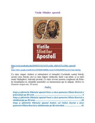 Vieţile Sfinţilor apostoli | DOCX