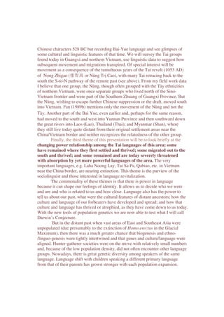 The power of language over the past: Tai settlement and Tai linguistics ...