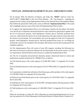 VIETNAM - POWER DEVELOPMENT PLAN 8 - IMPLEMENTATION | PDF