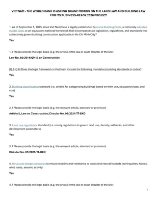 VIETNAM - THE WORLD BANK IS ASKING DUANE MORRIS ON THE LAND LAW AND ...