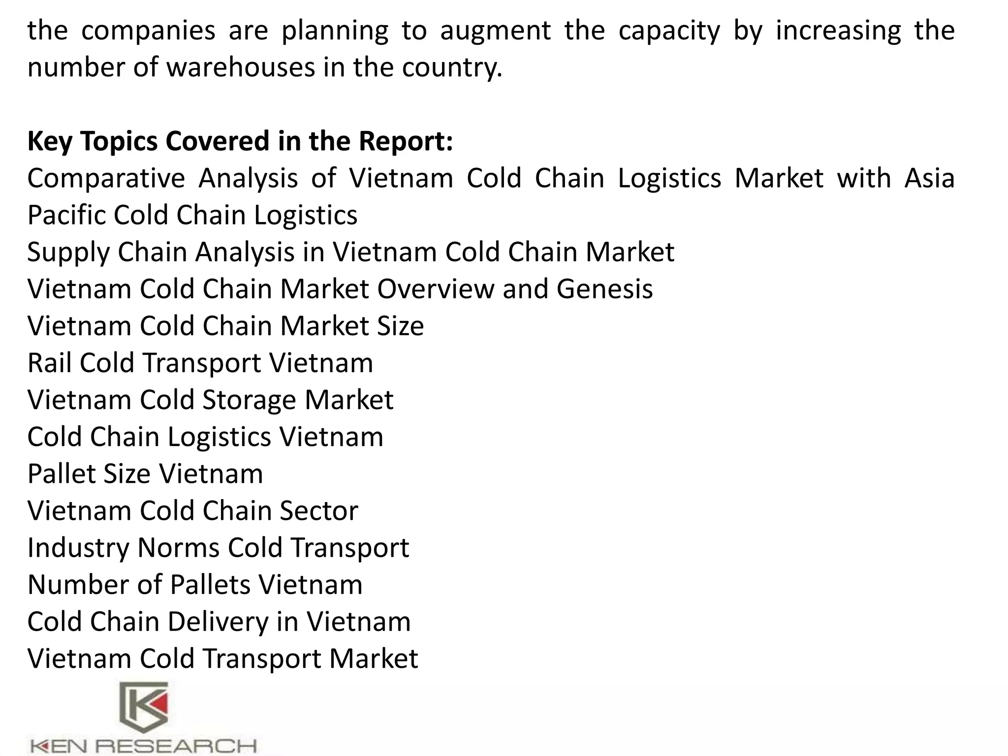 Vietnam Cold Chain Market, Pallet Size Vietnam, Large Warehouses in Vietnam, Cold Chain Delivery ...