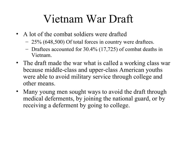 Vietnam draft and protests | PPT | War and Conflicts