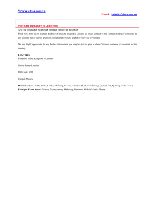 Vietnam embassy in lesotho | PDF