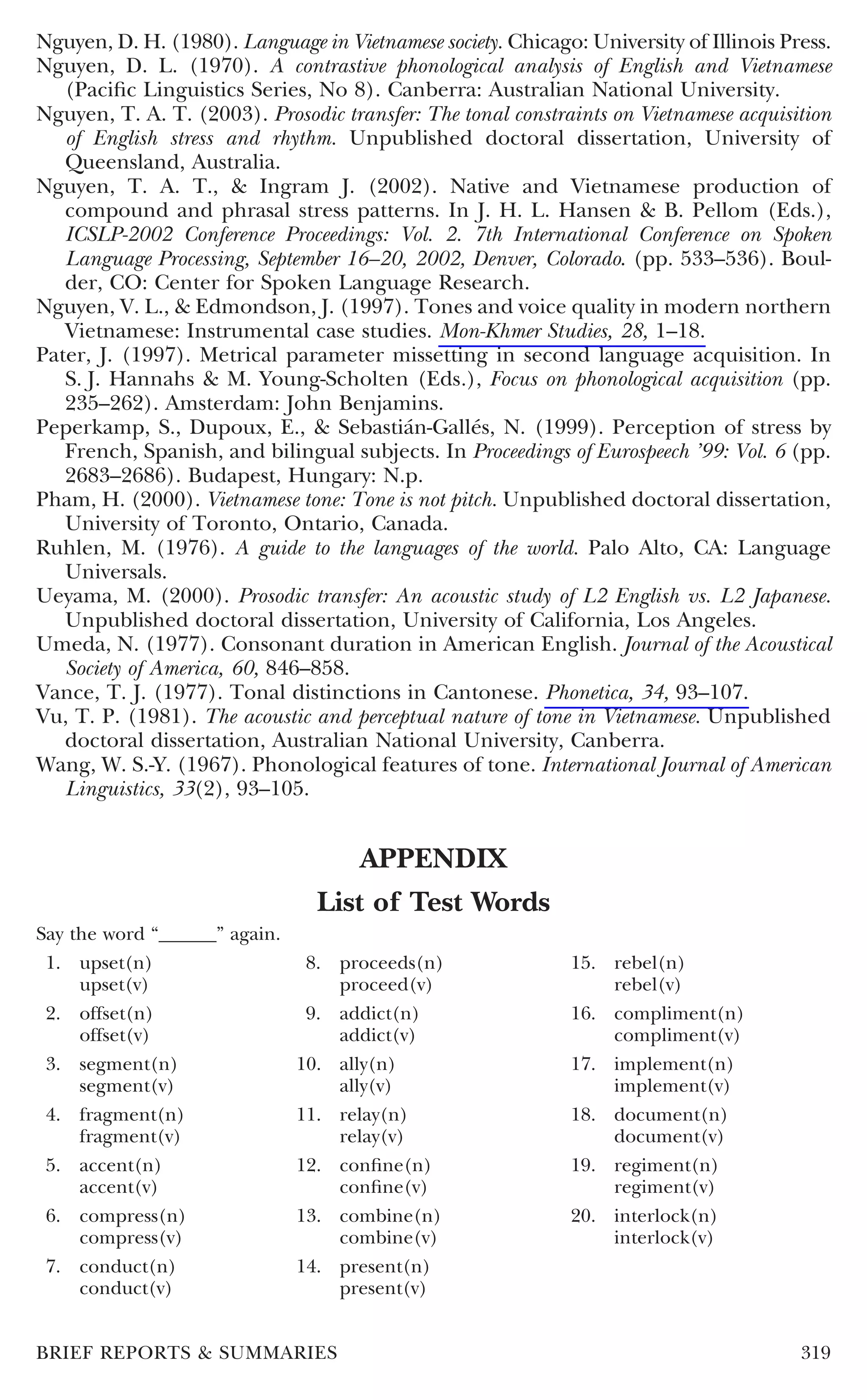 Vietnamese Acquisition Of English Word Stress | PDF