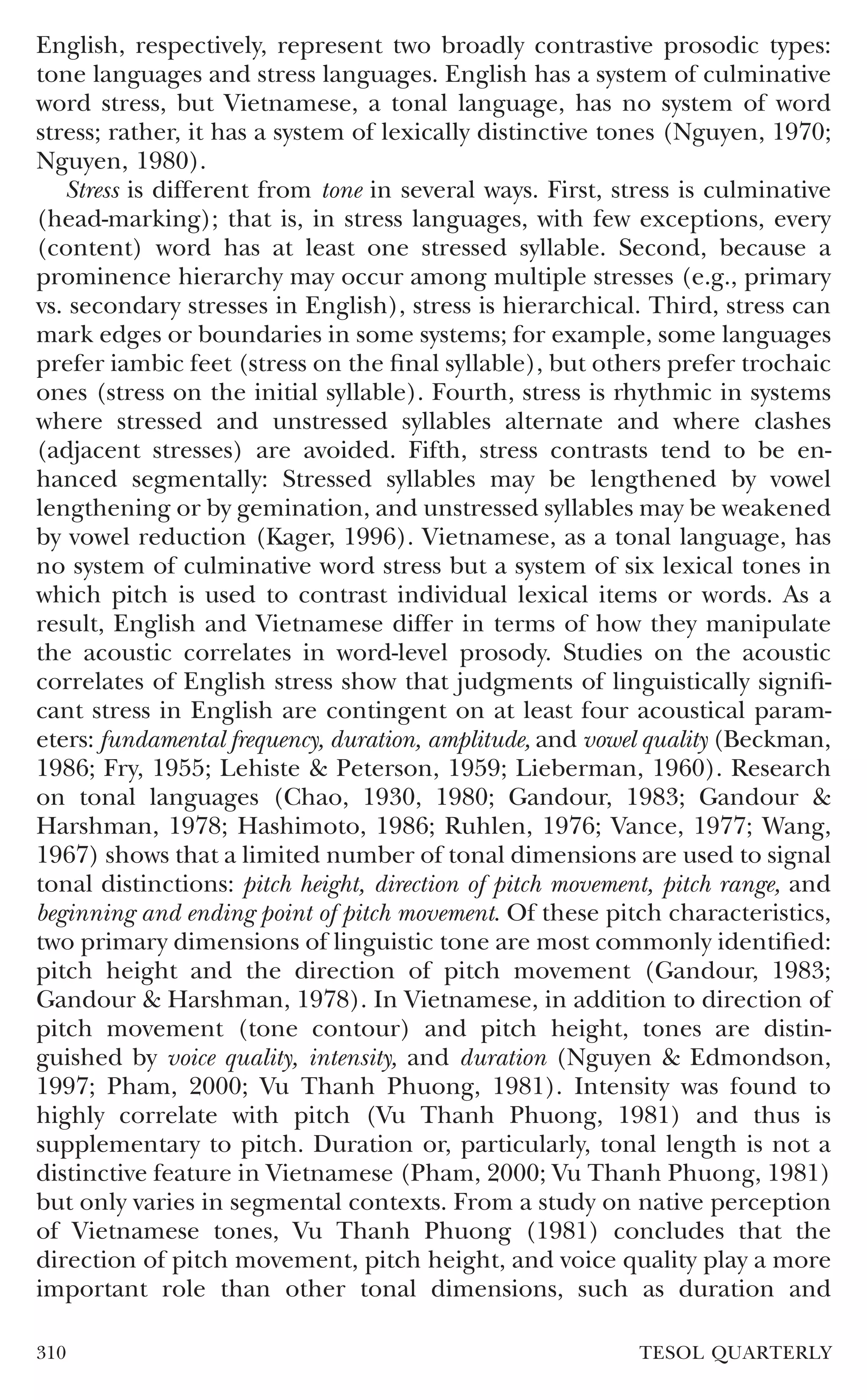Vietnamese Acquisition Of English Word Stress | PDF