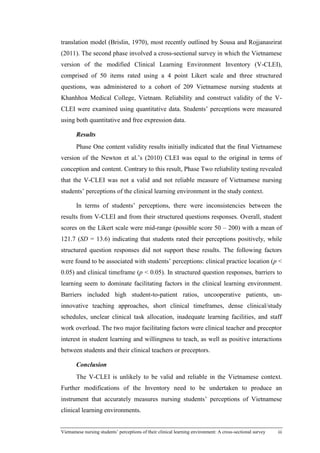 Vietnamese nursing students’ perceptions of their clinical learning ...