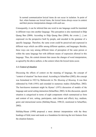 Vietnamese translated variants of verbs of Giving Receiving in Harry Potter and the Half-blood ...