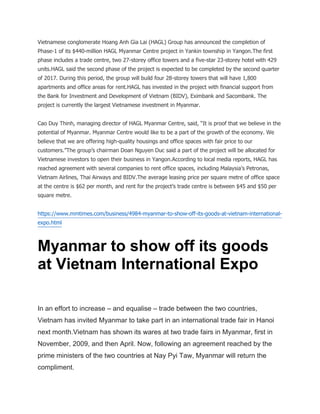 VIETNAM BUSINESS INVASION IN MYANMAR | PDF