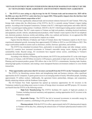 VIETNAM INVESTMENT REVIEW INTERVIEWING DR OLIVER MASSMANN ON IMPACT OF THE EU VIETNAM FREE TRADE ...