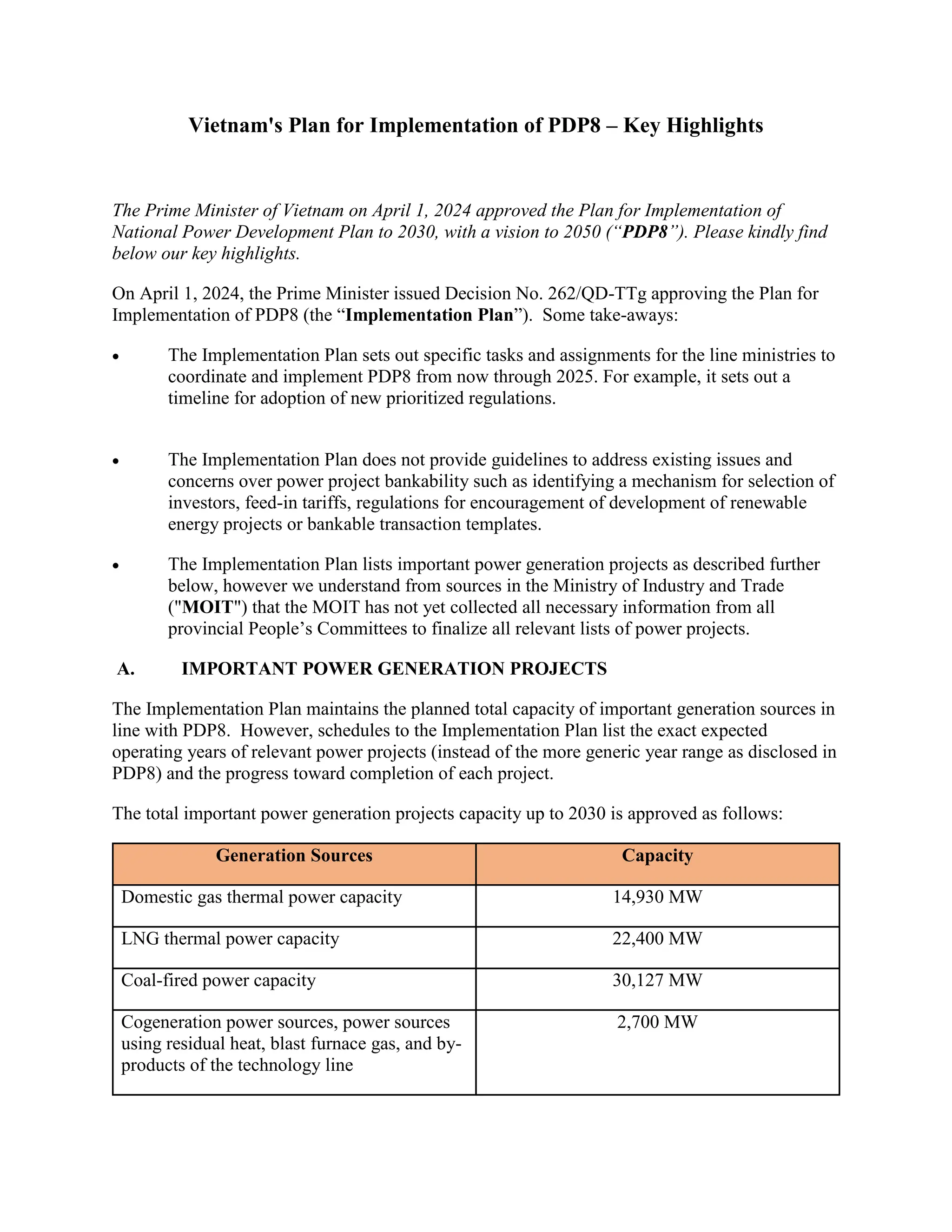 Vietnam's Plan for Implementation of PDP8 – Key Highlights | PDF