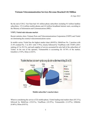 Vietnam telecommunication services revenue reached $ 8.5 billion | DOCX