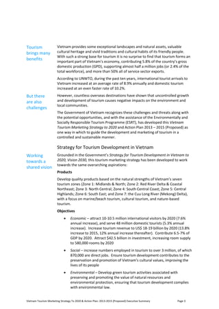 VIETNAM | Tourism Marketing Strategy to 2020 | Action Plan 2013 - 2015 ...