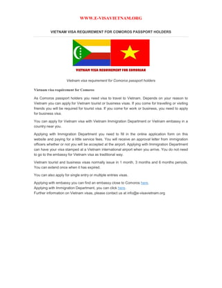 Vietnam visa requirement for comoros passport holders | PDF | Travel ...