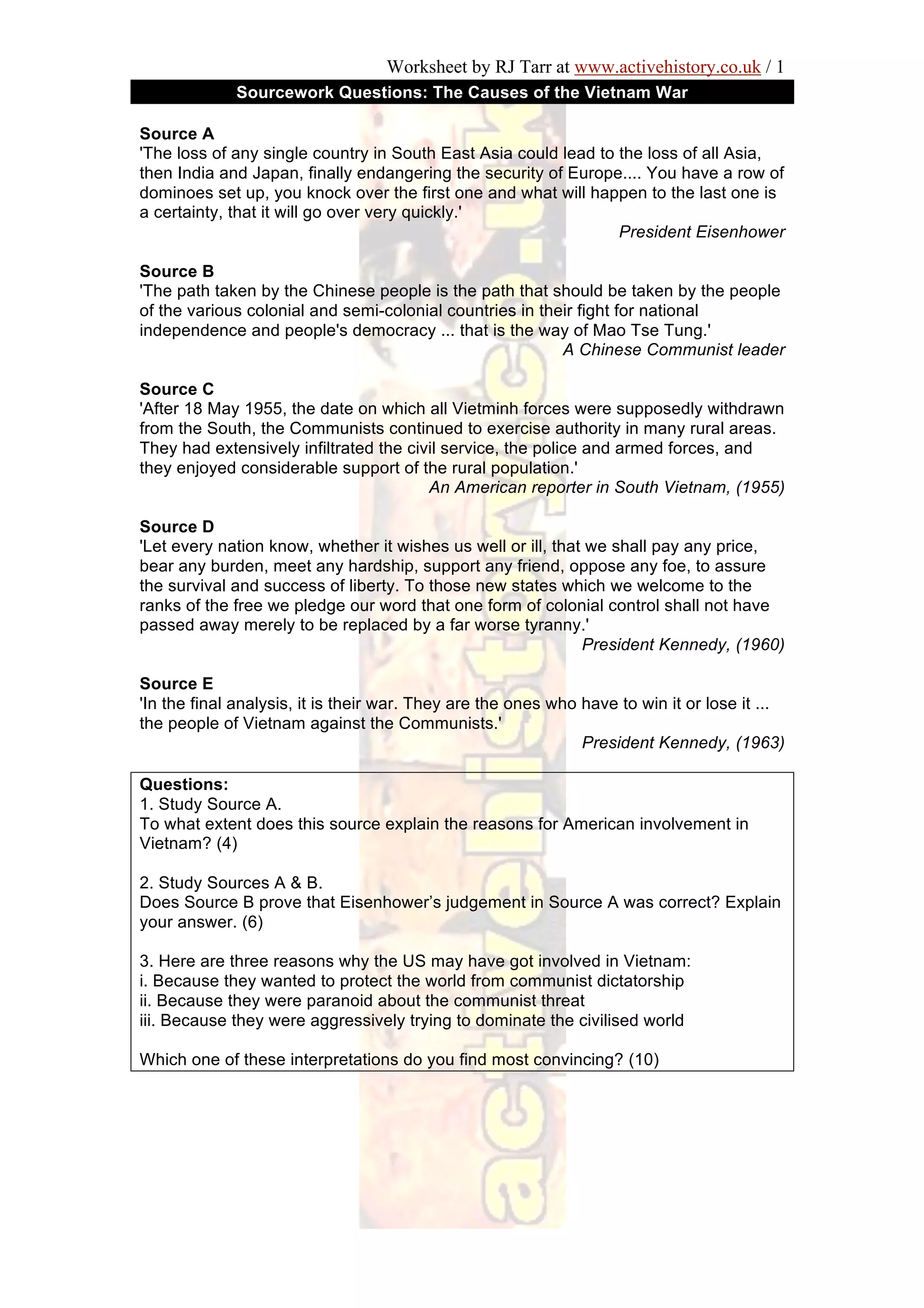 Vietnam war causes source analysis | PDF