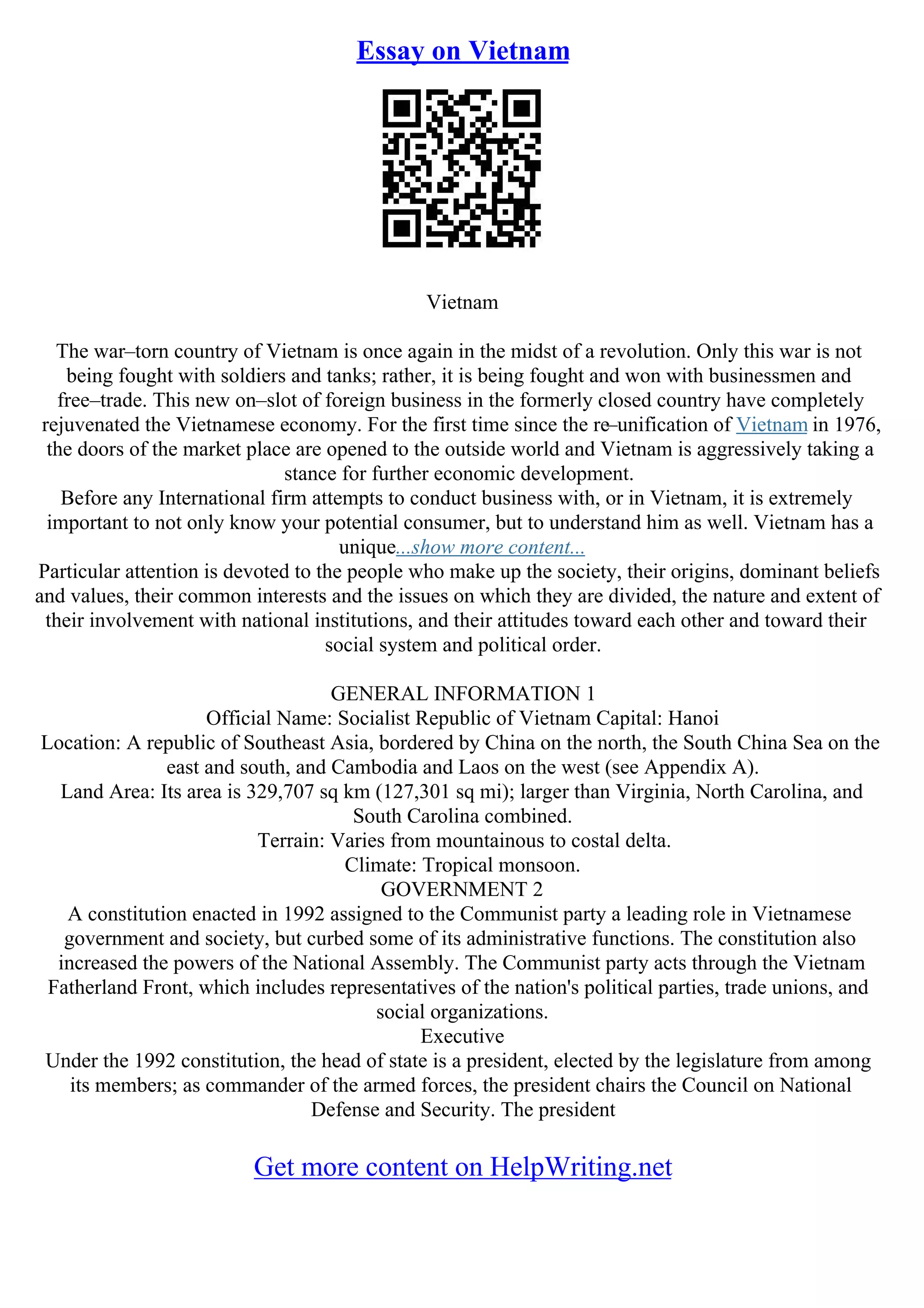 Vietnam War Essay | PDF